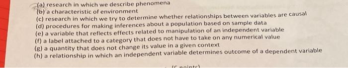 Solved Find the Appropiates in (1) Dependent variable LEtter | Chegg.com