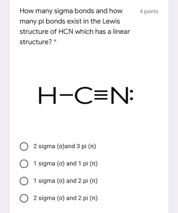 Solved 4 points How many sigma bonds and how many pi bonds | Chegg.com