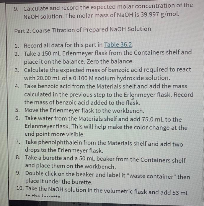 Experiment 1: Standardize an NaOH Solution Using | Chegg.com
