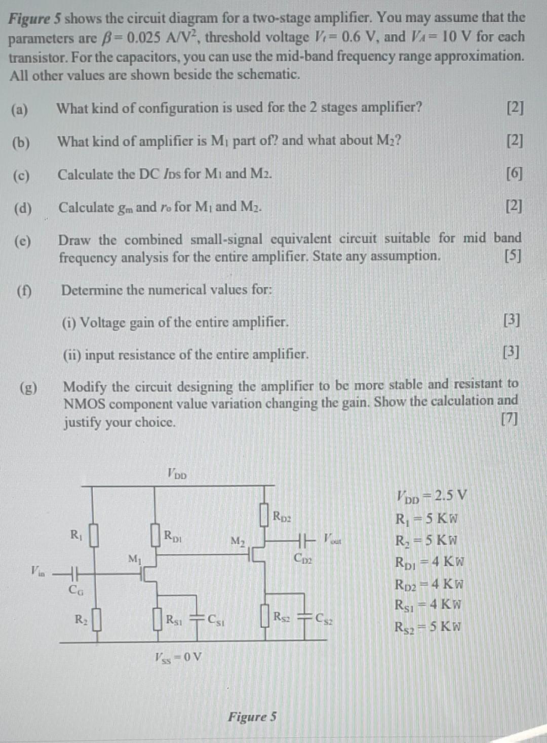 Figure 5 shows the circuit diagram for a two-stage | Chegg.com
