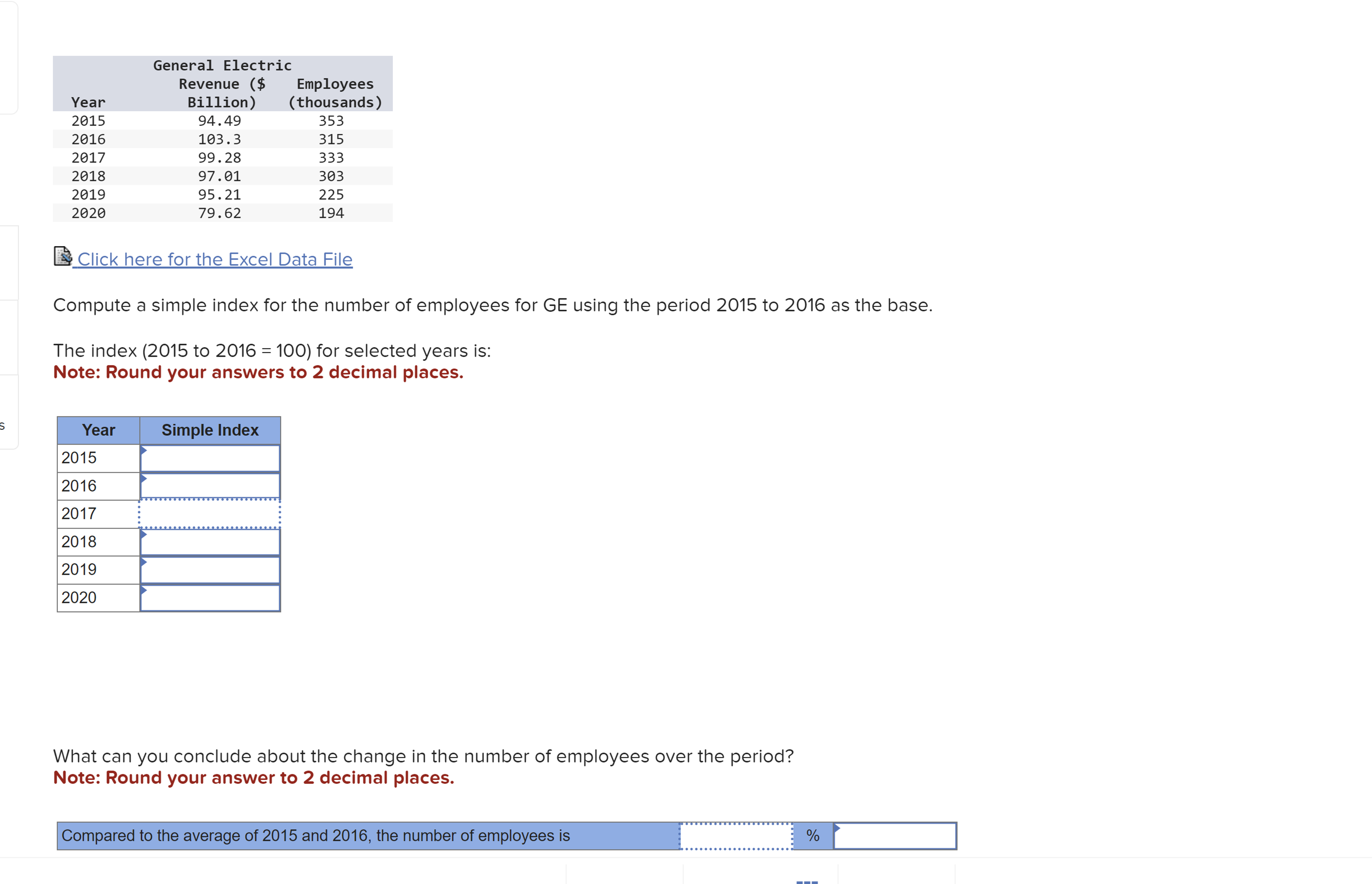 Solved Click here for the Excel Data FileCompute a simple | Chegg.com