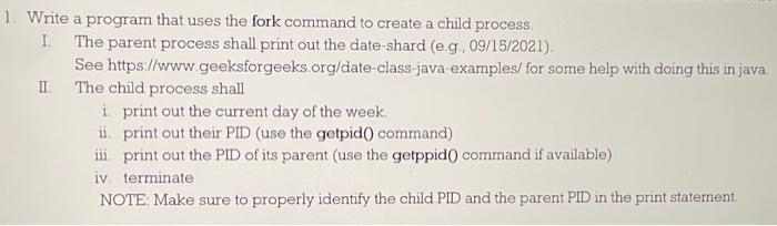 Solved 1. Write a program that uses the fork command to | Chegg.com