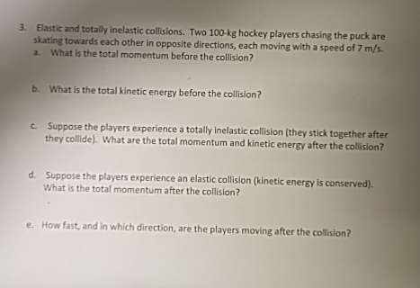 Solved Elastic and totally inelastic collisions. Two 100-kg | Chegg.com