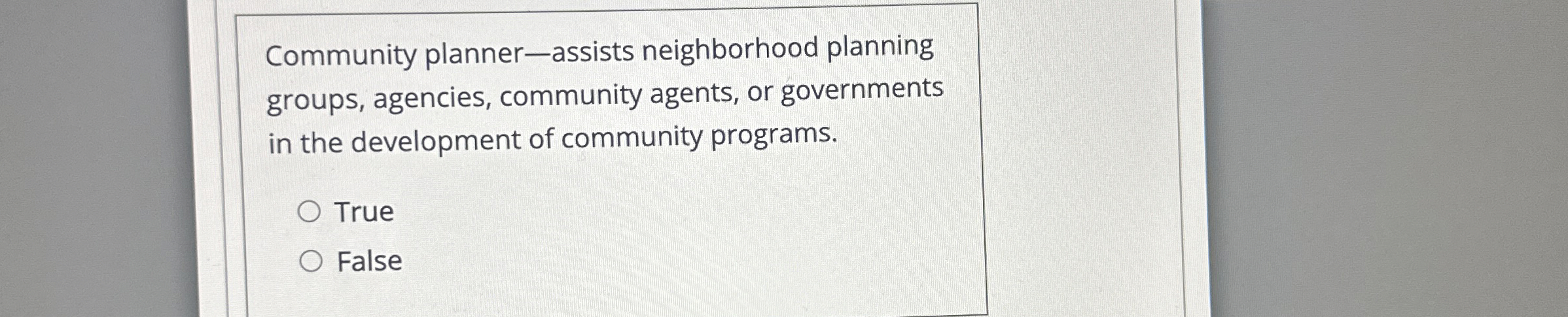Solved Community planner-assists neighborhood | Chegg.com