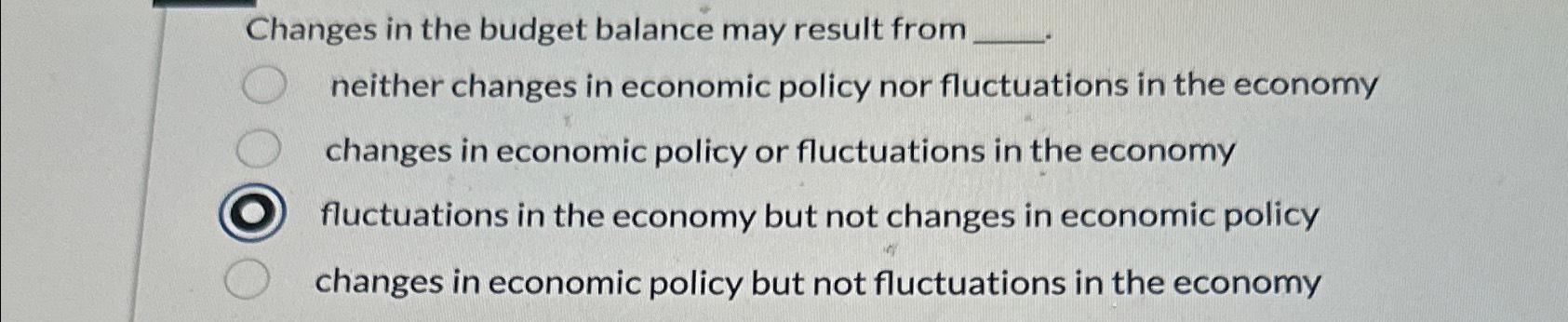 Solved Changes in the budget balance may result from neither | Chegg.com