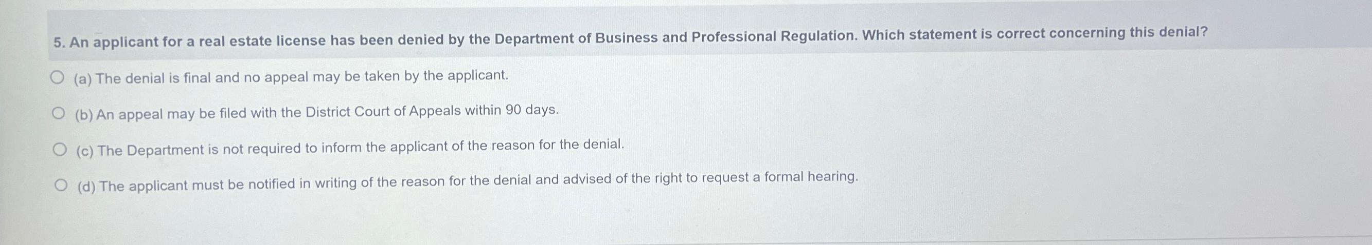 Solved (a) ﻿The denial is final and no appeal may be taken | Chegg.com