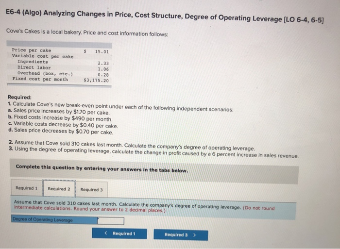 Solved E6-4 (Algo) Analyzing Changes in Price, Cost | Chegg.com