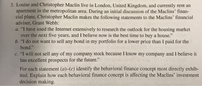 Solved 3. Louise and Christopher Maclin live in London, | Chegg.com