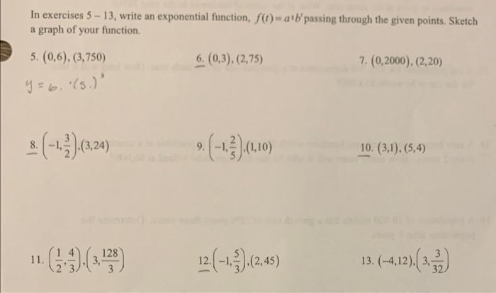 In exercises 5−13, write an exponential function, | Chegg.com