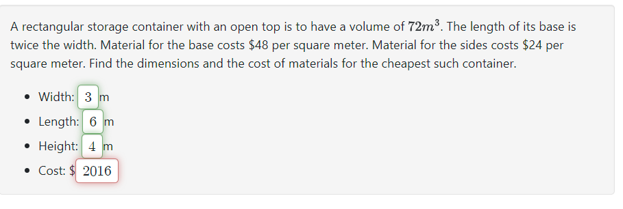 Solved A rectangular storage container with an open top is | Chegg.com