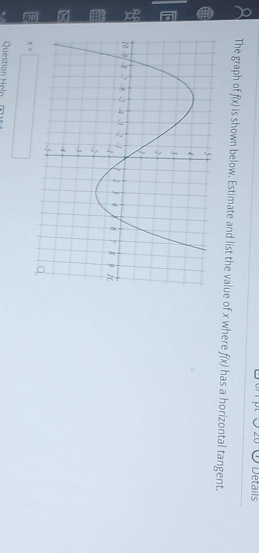 [Solved]: The graph of ( f(x) ) is shown below. Estimat