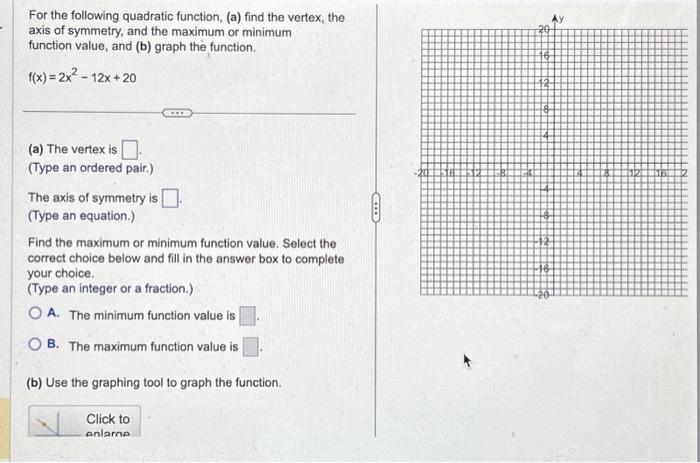 Solved For The Following Quadratic Function A Find The 3457