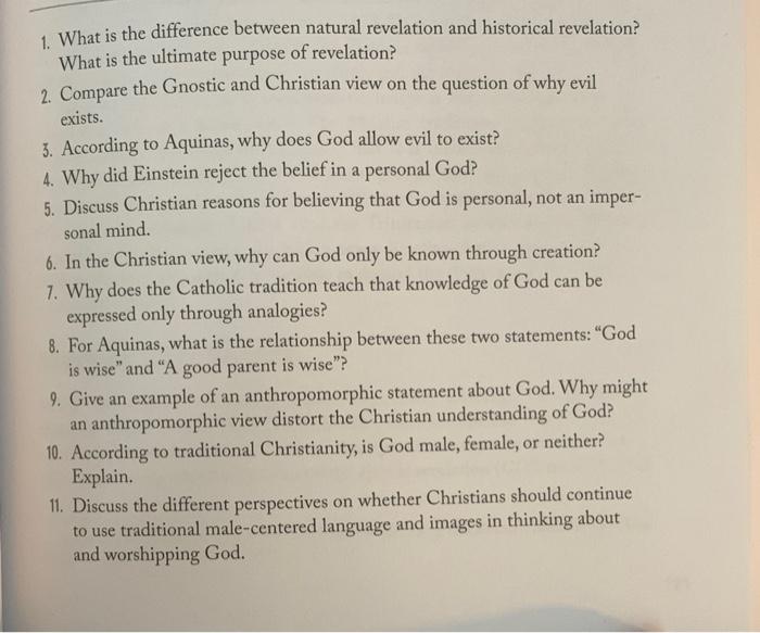 Solved 1. What is the difference between natural revelation | Chegg.com