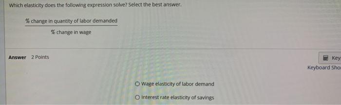 Solved Which elasticity does the following expression solve? | Chegg.com