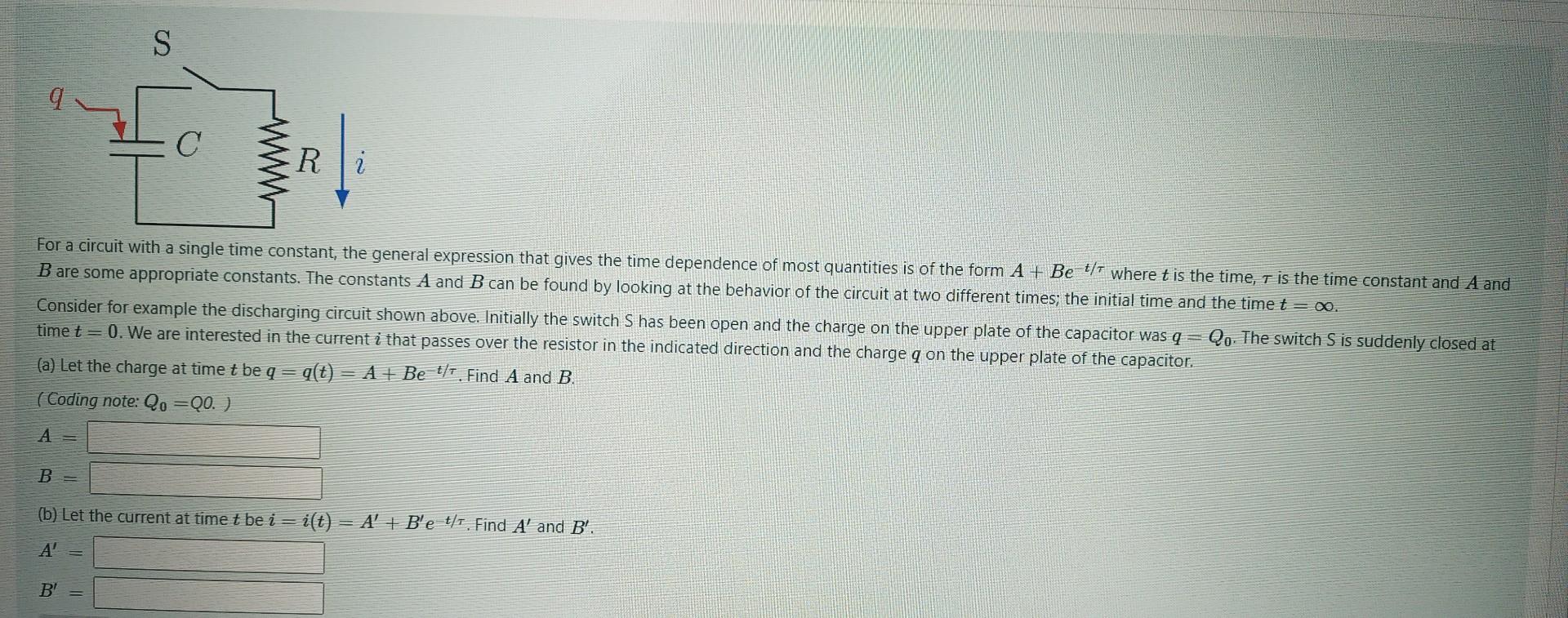 Solved S R For a circuit with a single time constant, the | Chegg.com