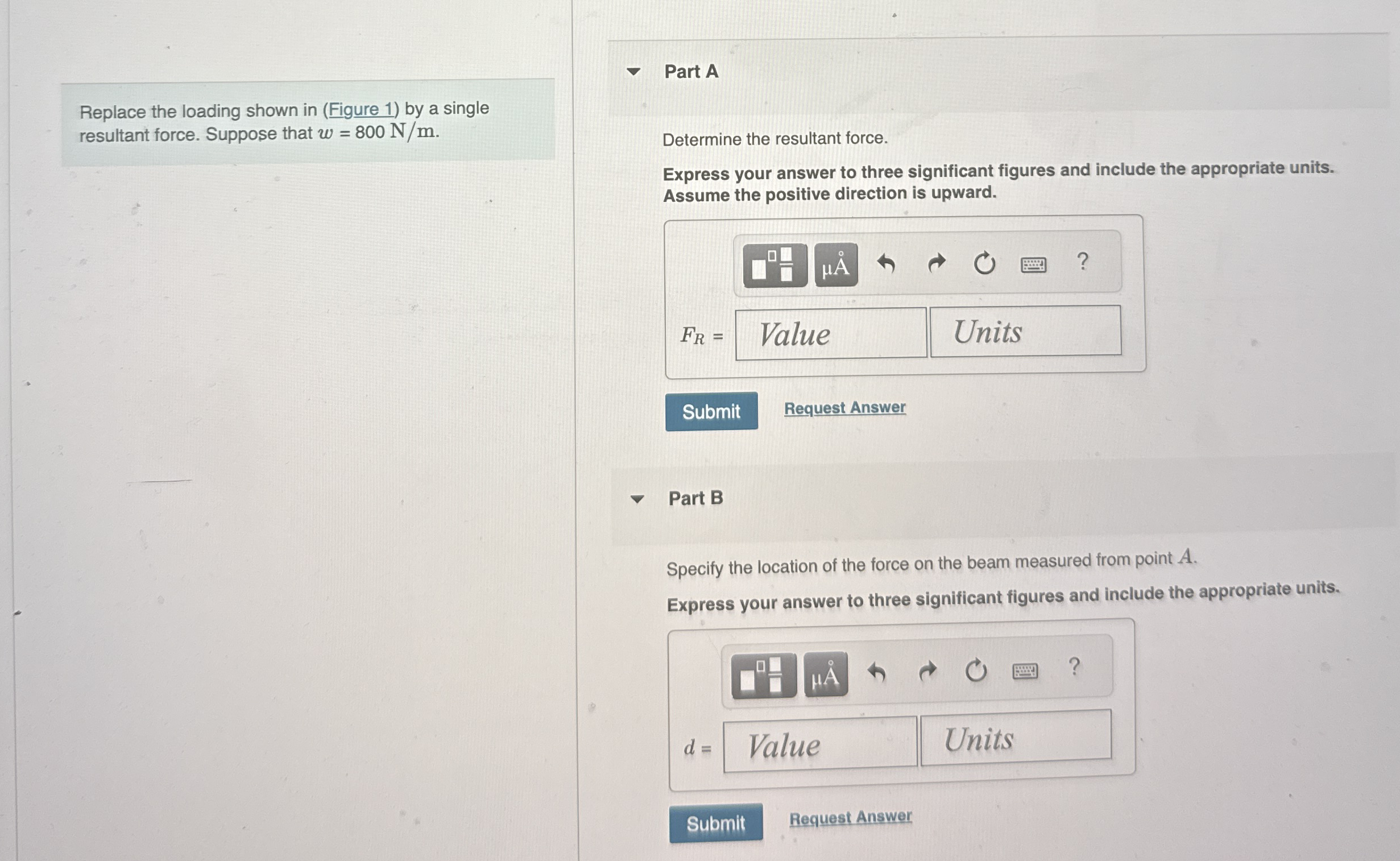 Solved Replace the loading shown in (Figure 1) ﻿by a single | Chegg.com