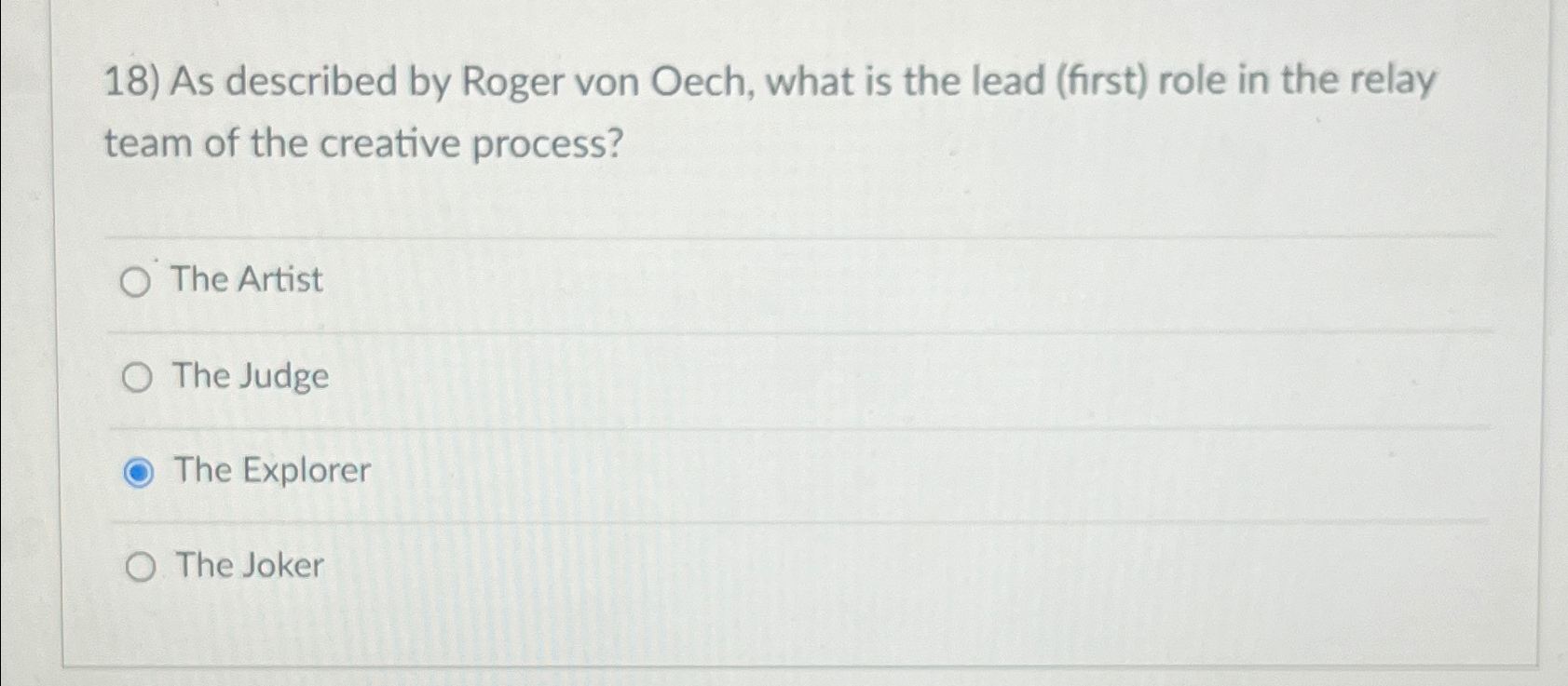 Solved As described by Roger von Oech, what is the lead | Chegg.com