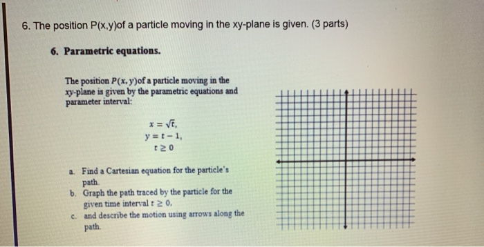 Solved 6. The position P(x,y)of a particle moving in the | Chegg.com