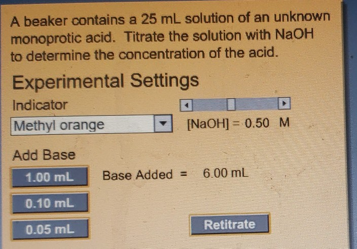 Solved A beaker contains a 25 mL solution of an unknown | Chegg.com