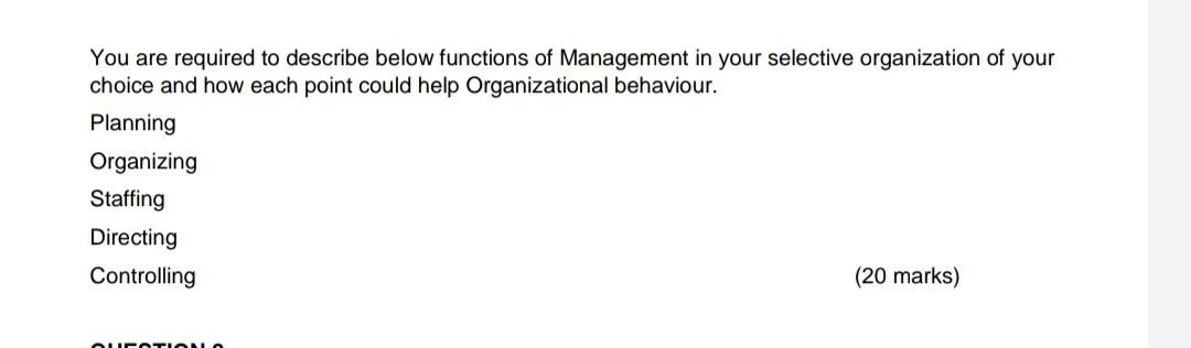 Solved You are required to describe below functions of | Chegg.com