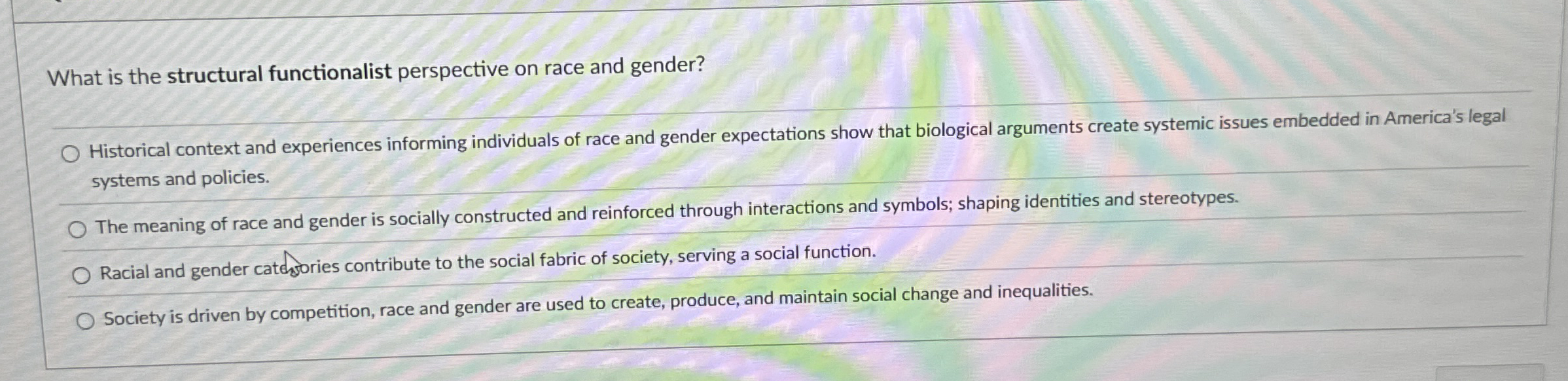 Solved What is the structural functionalist perspective on | Chegg.com