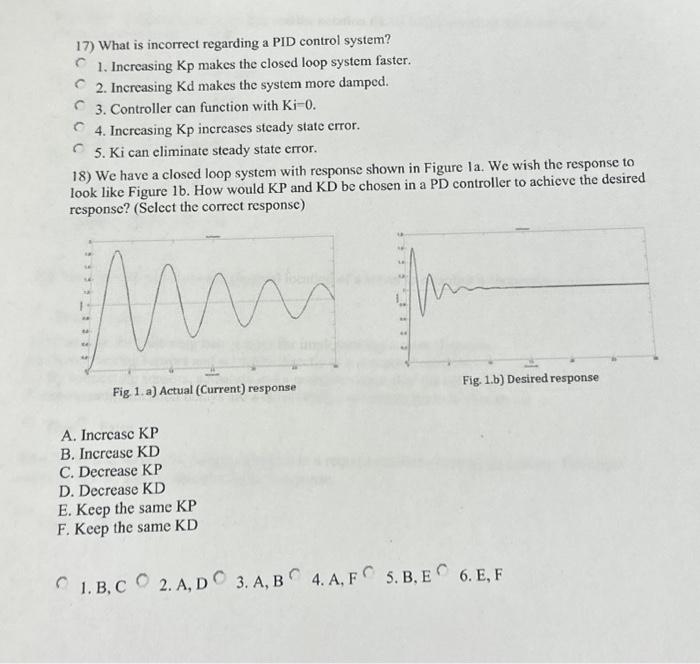 Solved 17) What is incorrect regarding a PID control system? | Chegg.com