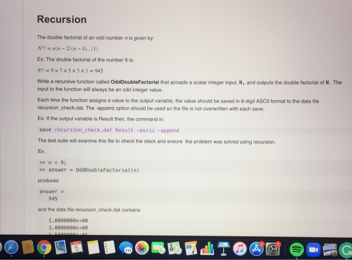 Solved Recursion The Double Factorial Of An Odd Number N Is 5009