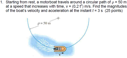 Solved Starting from rest, a motorboat travels around a | Chegg.com