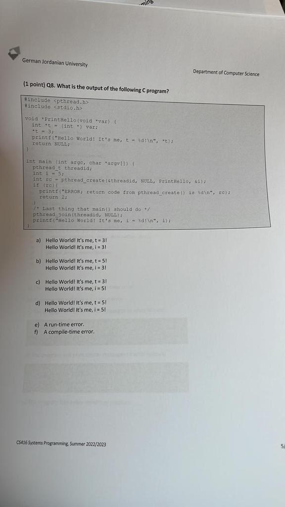 Solved German Jordanian Universitydepartment Of Computer 