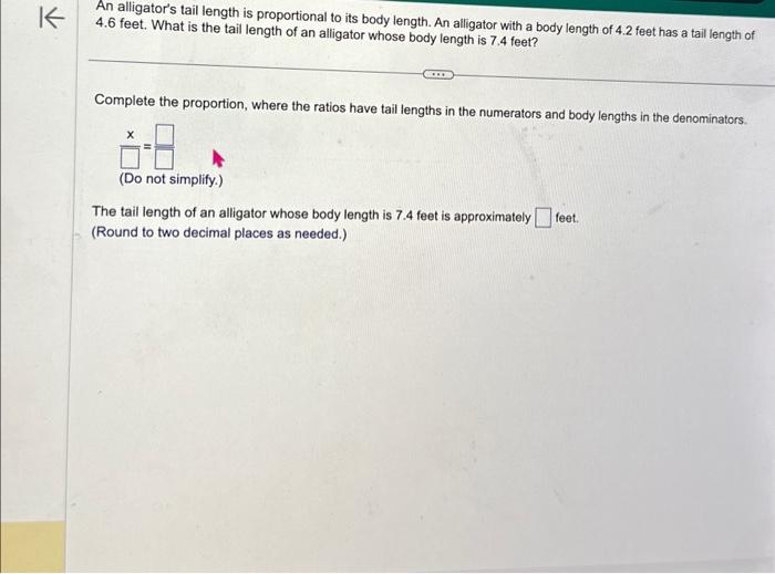 Solved An alligator's tail length is proportional to its | Chegg.com