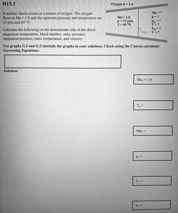 H15.3 A normal shock occurs in a stream of oxygen. | Chegg.com