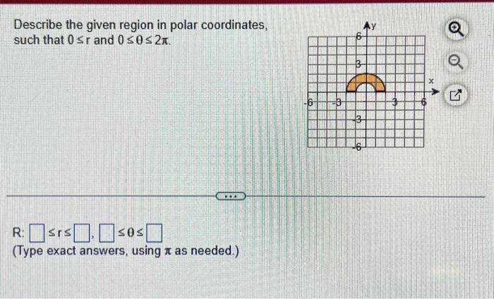 Solved Describe the given region in polar coordinates, such | Chegg.com