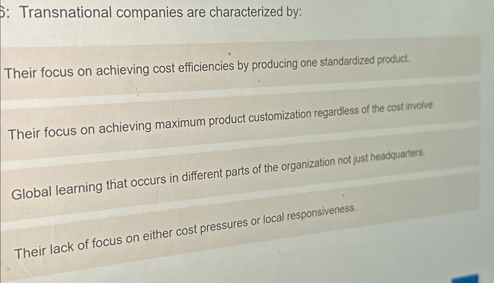 Solved D: Transnational companies are characterized by:Their | Chegg.com