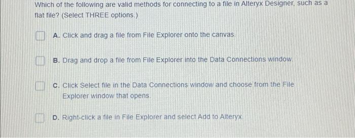 Solved Which of the following are valid methods for | Chegg.com