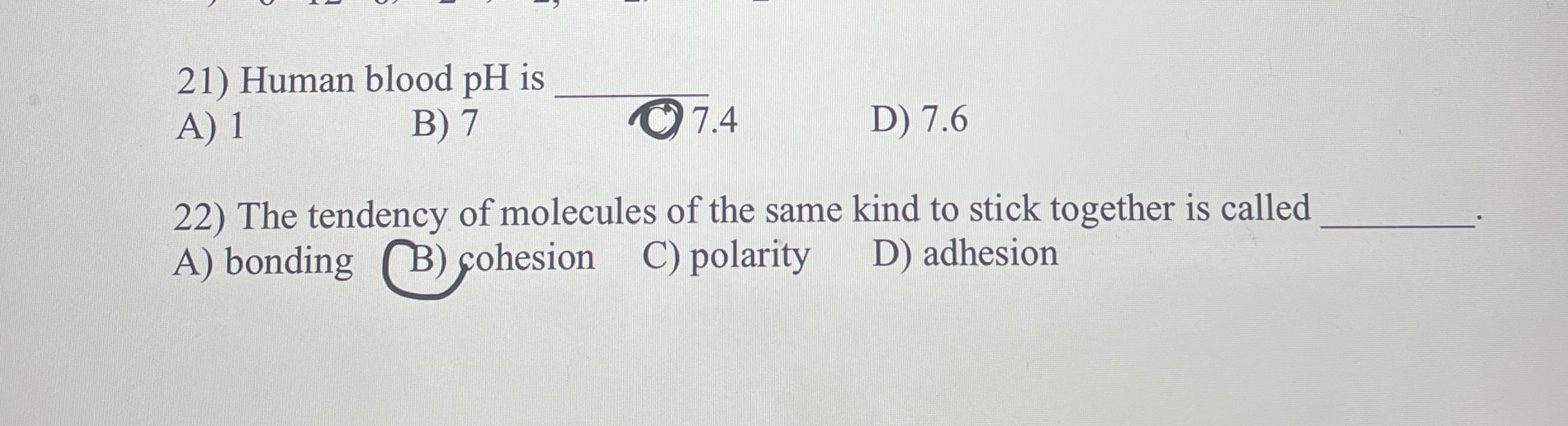 Solved Human blood pH ﻿is q,A) 1B) 77.4D) 7.6The tendency of | Chegg.com