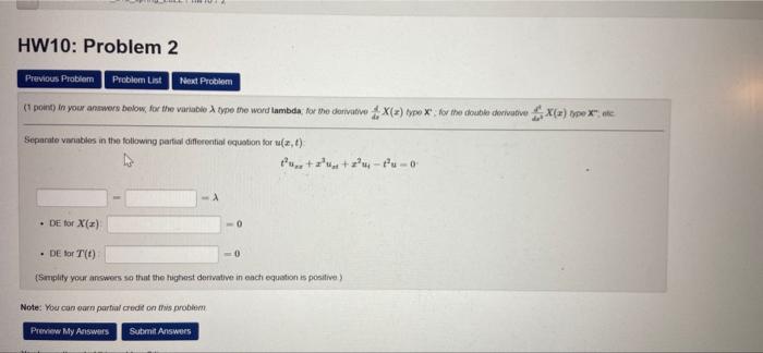 Solved HW10: Problem 2 Previous Problem Problem List Nest | Chegg.com