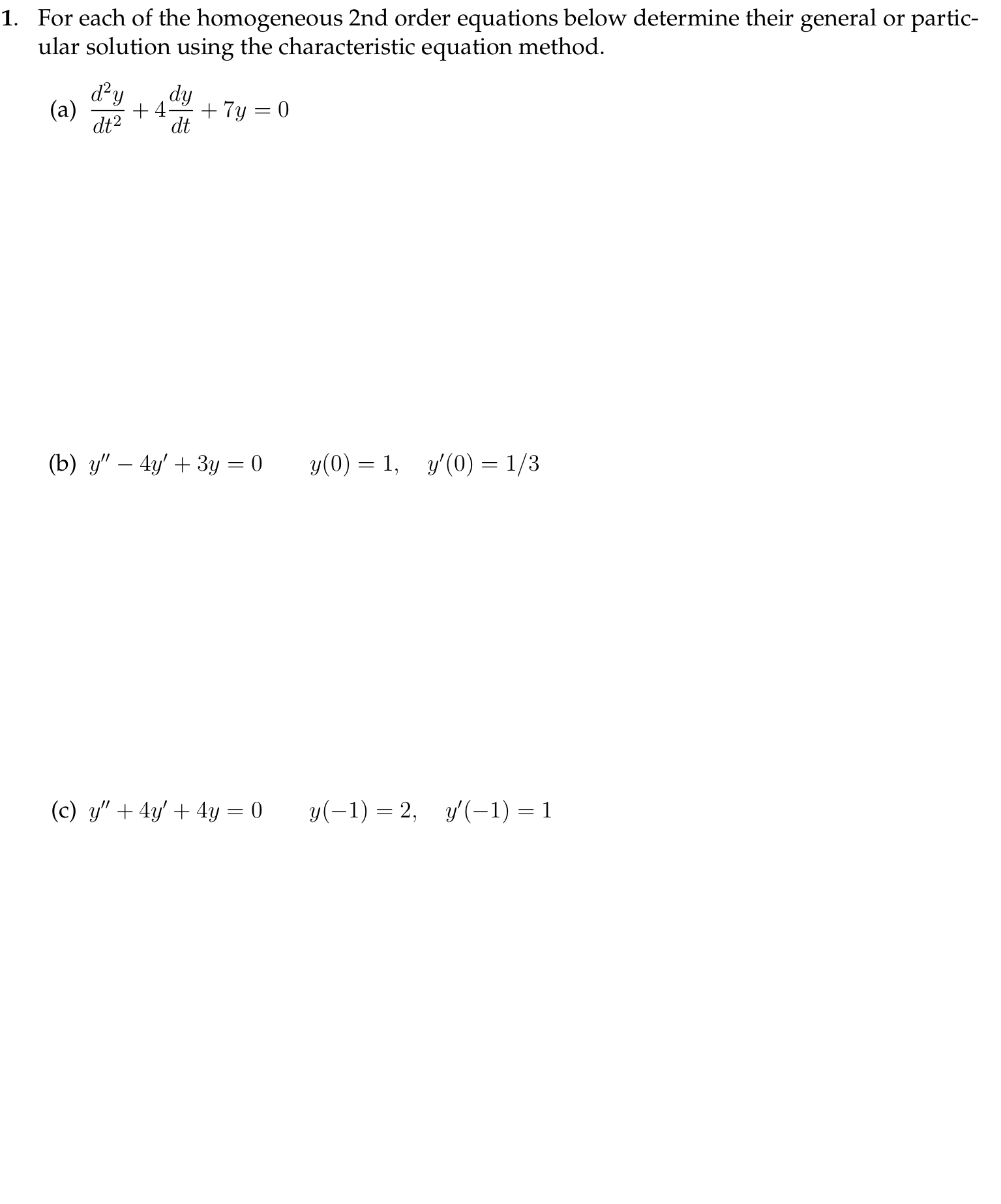 Solved For each of the homogeneous 2 ﻿nd order equations | Chegg.com