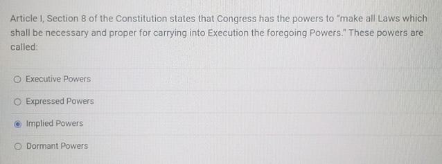 Solved Article 1, ﻿Section 8 ﻿of the Constitution states | Chegg.com