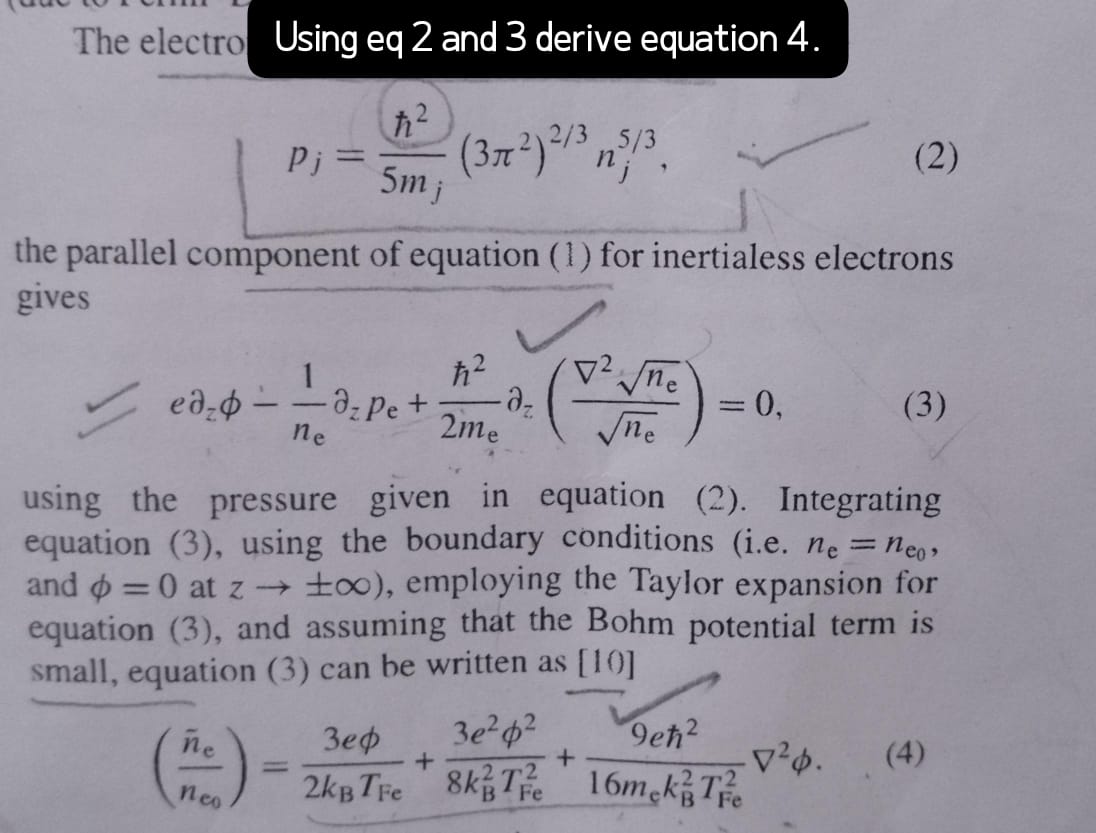 Solved The electro Using eq 2 ﻿and 3 ﻿derive equation | Chegg.com