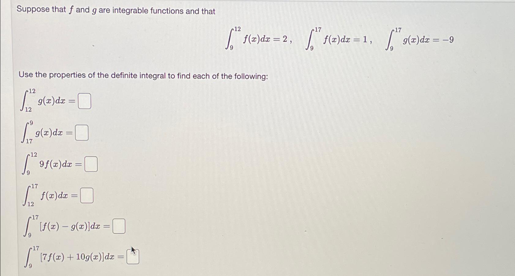 Solved Suppose that f ﻿and g ﻿are integrable functions and | Chegg.com