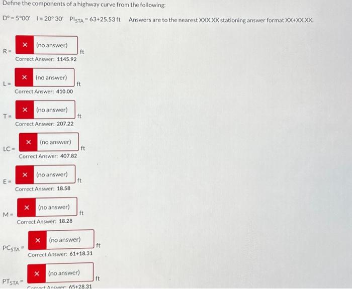 Solved Define the components of a highway curve from the | Chegg.com