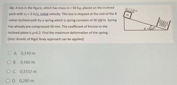 Solved 1 Q2. A box in the figure, which has mass m = 50 kg, | Chegg.com