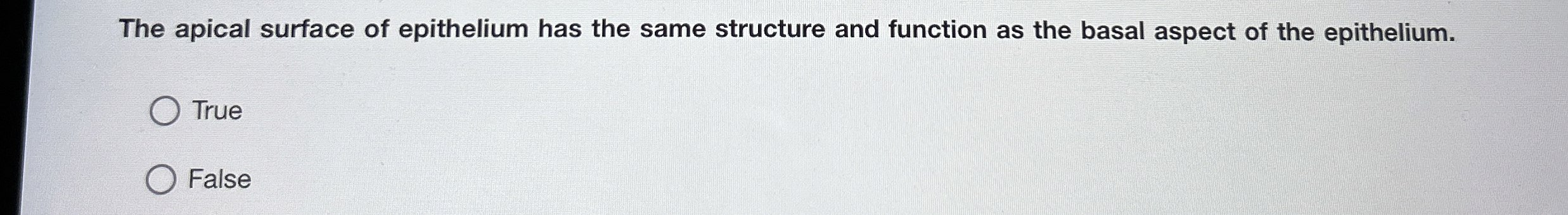 Solved The apical surface of epithelium has the same | Chegg.com