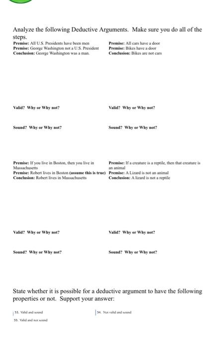 Solved Analyze the following Deductive Arguments. Make sure | Chegg.com