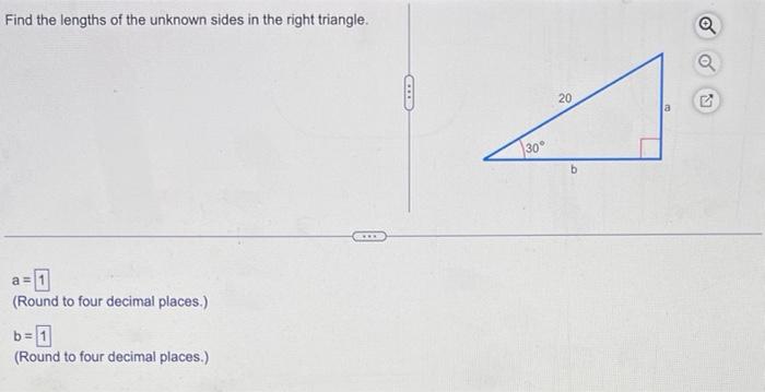 Solved Find the lengths of the unknown sides in the right | Chegg.com