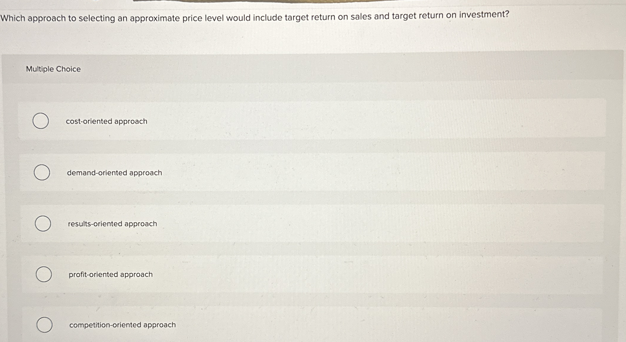 Solved Which approach to selecting an approximate price | Chegg.com