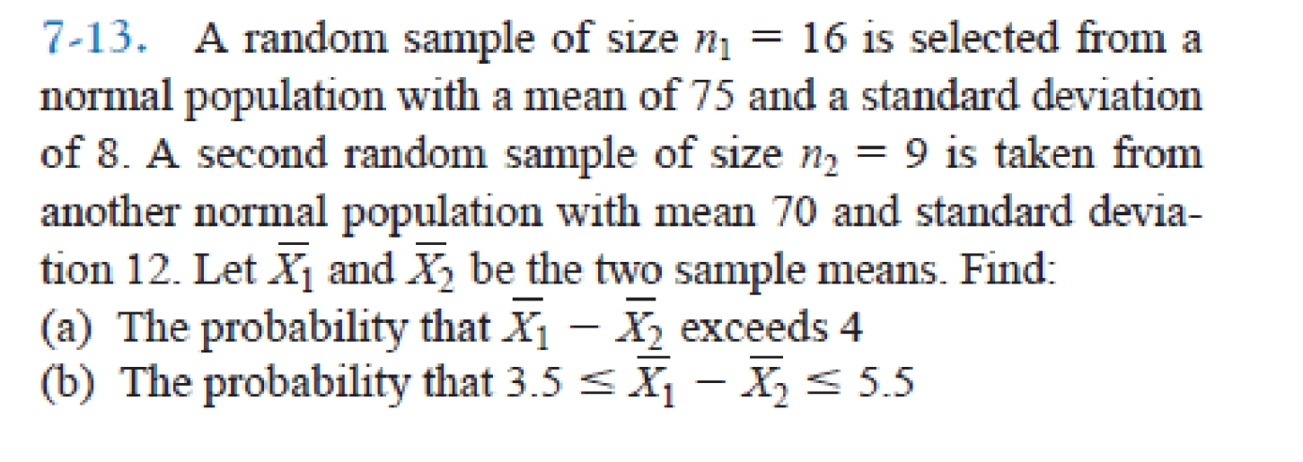 Solved 7-13. ﻿A random sample of size n1=16 ﻿is selected | Chegg.com