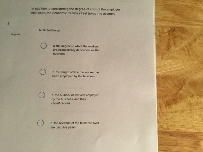 Solved In addition to considering the degree of control the | Chegg.com