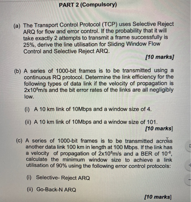 PART 2 (Compulsory) (a) The Transport Control | Chegg.com