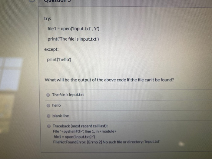 Solved Question try: file1 = open('input.txt', 'r') | Chegg.com